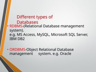 DATABASE Concepts - Essential for begineers | PPT