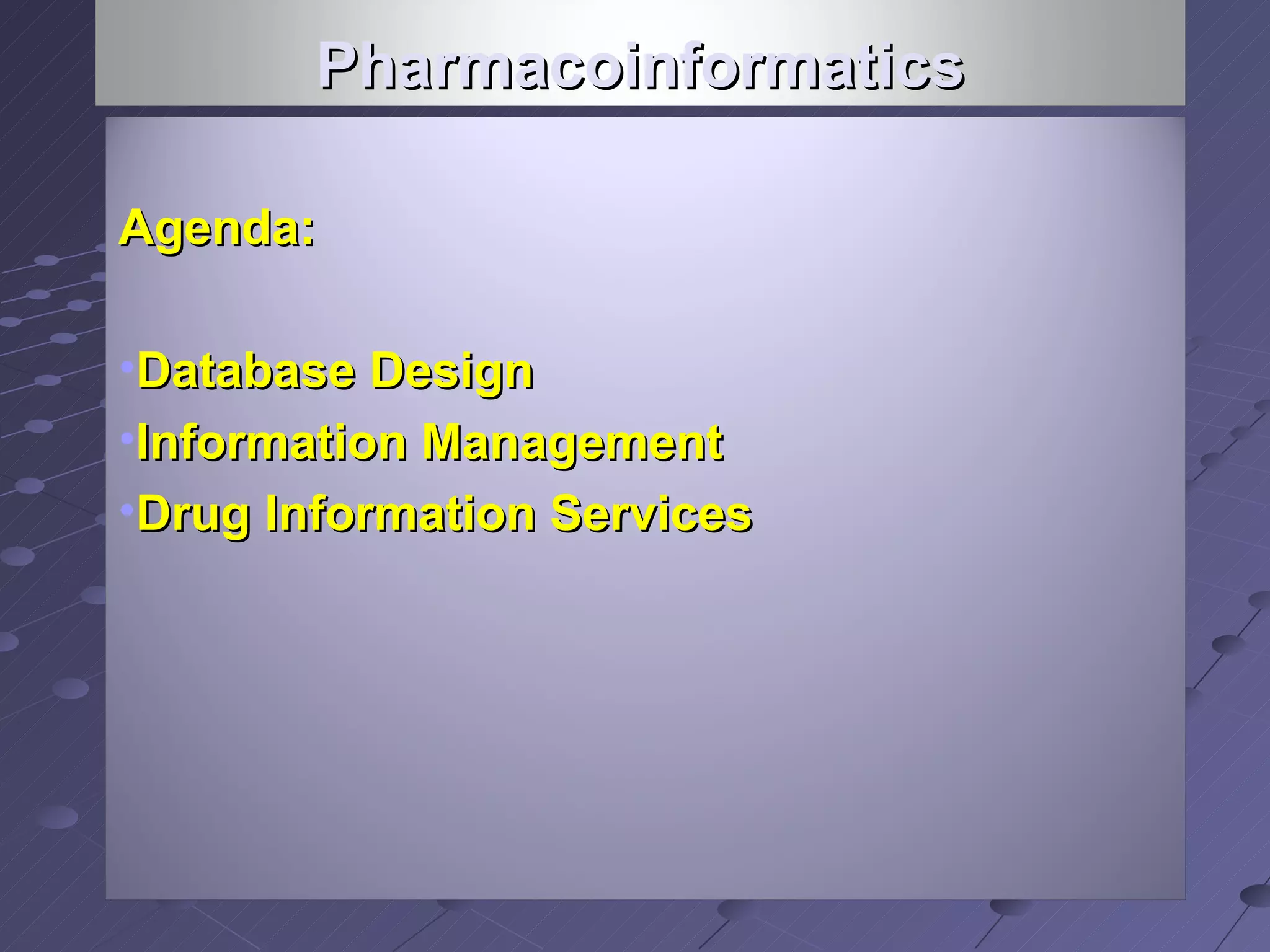 Pharmacoinformatics Database basics(sree) | PPT