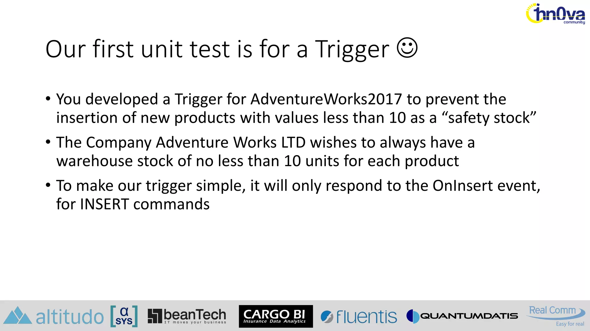 Database development unit test with tSQLt | PPT