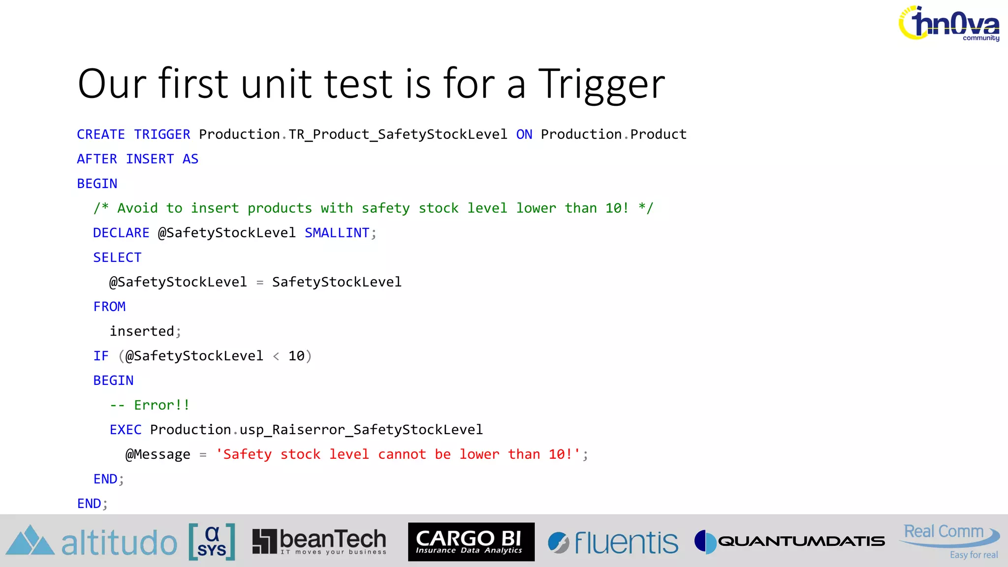 Database development unit test with tSQLt | PPT