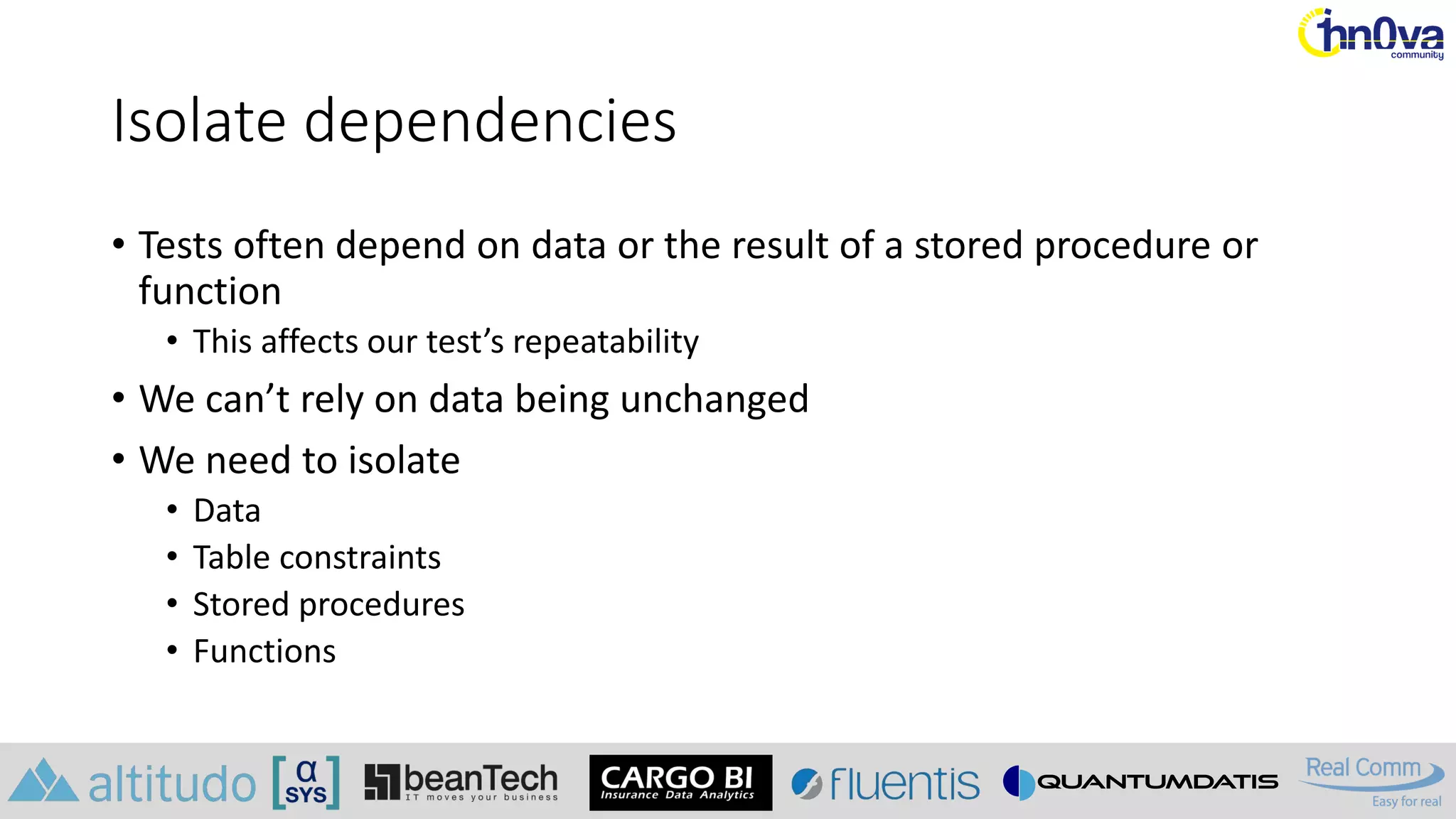 Database development unit test with tSQLt | PPT