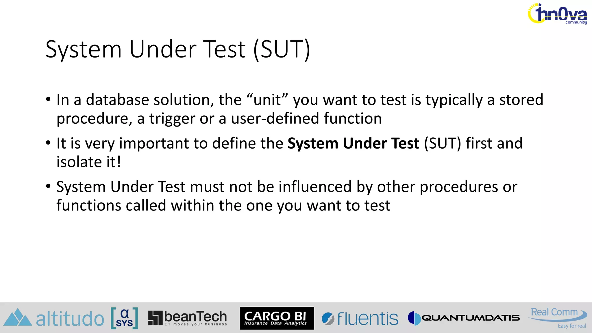 Database Development Unit Test With Tsqlt Ppt