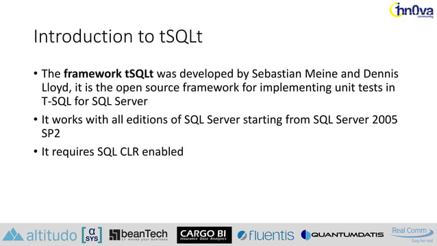 Database Development Unit Test With Tsqlt Ppt