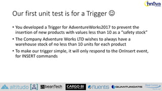Database development unit test with tSQLt | PPT