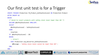 Database development unit test with tSQLt | PPT