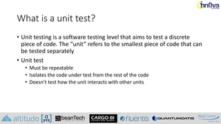 Database development unit test with tSQLt | PPT