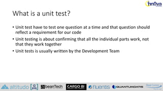 Database development unit test with tSQLt | PPT