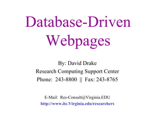 Database driven web pages | PPT