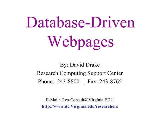 Database driven web pages | PPT