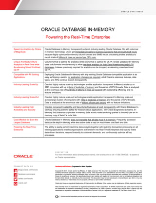 Oracle12c Database in-memory Data Sheet | PDF