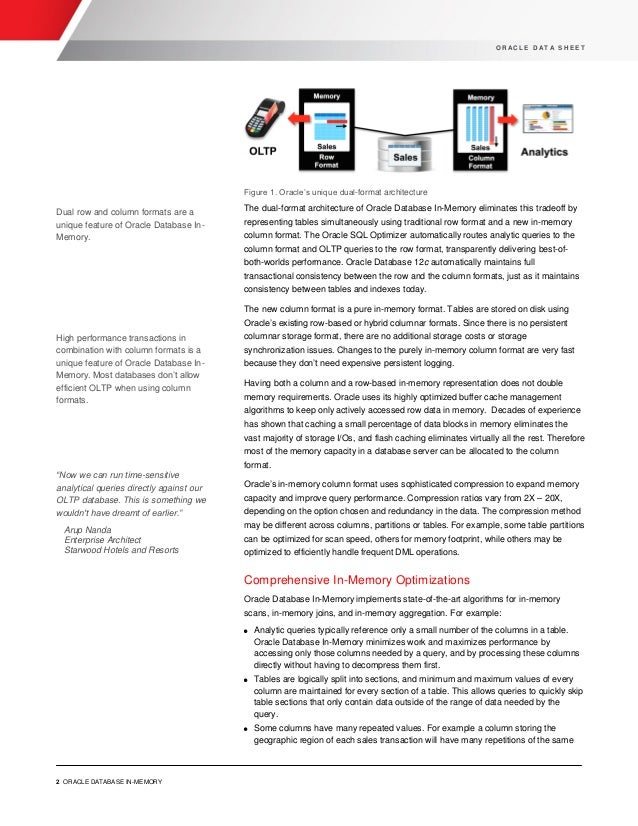 Oracle12c Database in-memory Data Sheet