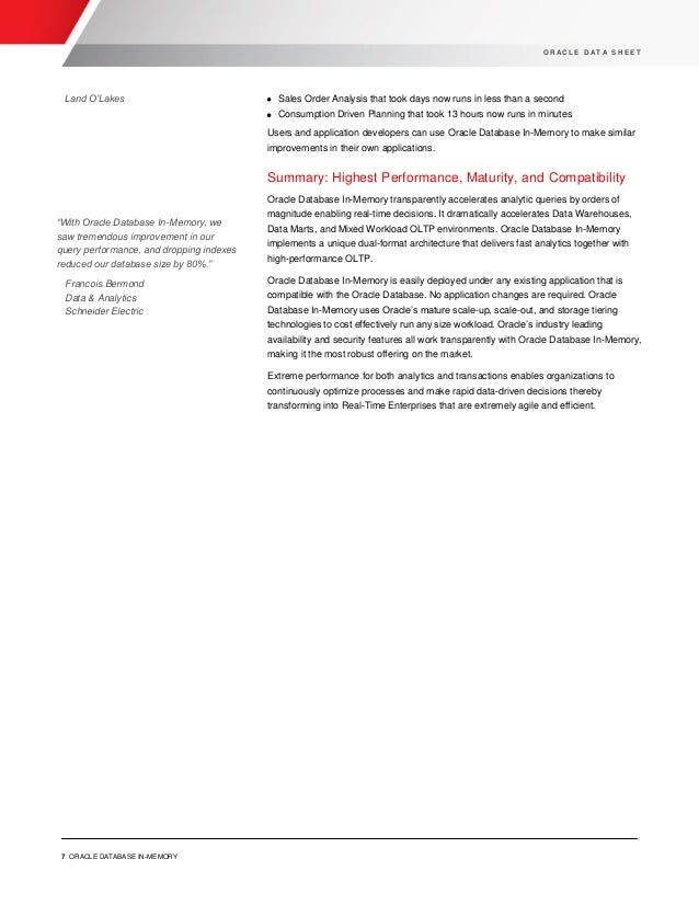 Oracle12c Database in-memory Data Sheet