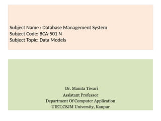 Database-Management-System - Topic Data Models | PPTX