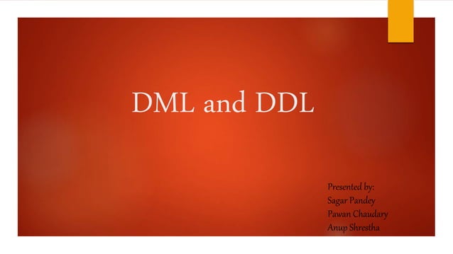 DML and DDL: Understanding Data Manipulation and Definition Languages | PPT