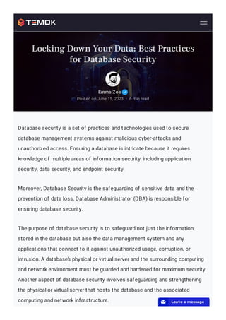 Locking Down Your Data: Best Practices for Database Security | PDF