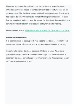 Locking Down Your Data: Best Practices for Database Security | PDF