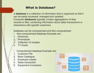 Database-SQL -in computer appliacation of pharmcay | PPT