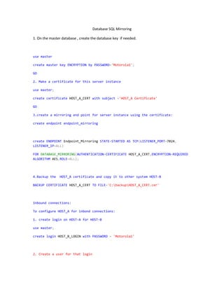Database sql-mirroring | RTF