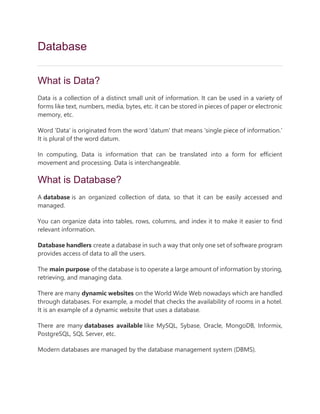 data base system to new data science lerne | PDF