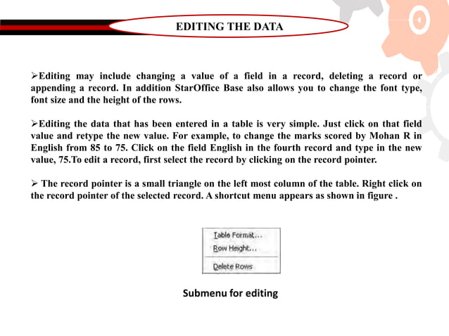 Working with Star Office Base - R.D.Sivakumar | PPTX