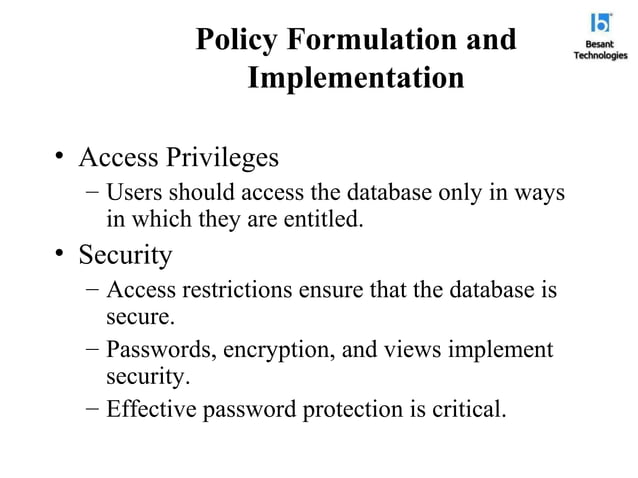 Database administration | PPT