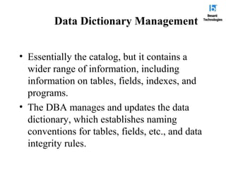 Database administration | PPT | Databases | Computer Software and Applications