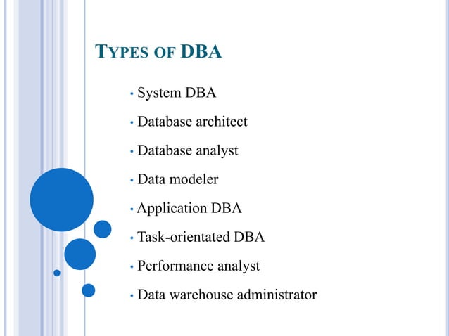 Database administrator | PPTX | Databases | Computer Software and Applications