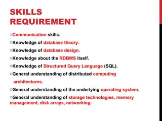 Database Administrator - Job Scope | PPT