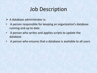 Database administrator project | PPT