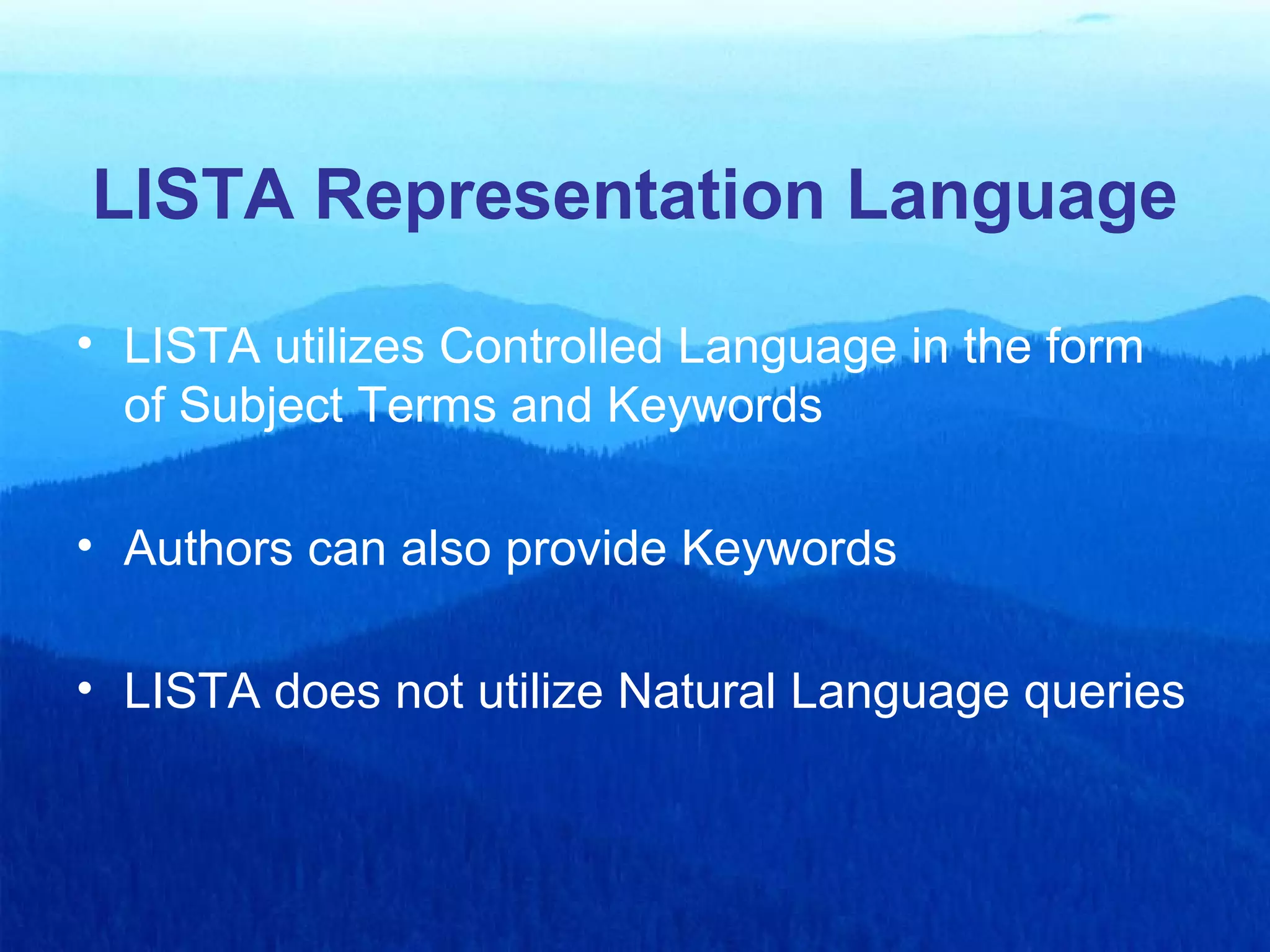 LISTA Database Analysis | PPT
