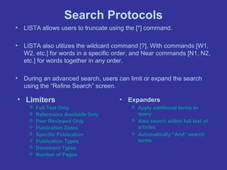 LISTA Database Analysis | PPT