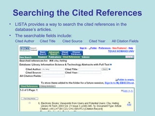 LISTA Database Analysis | PPT