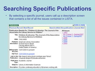 LISTA Database Analysis | PPT