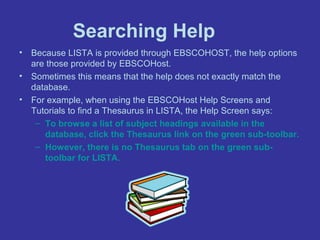 LISTA Database Analysis | PPT