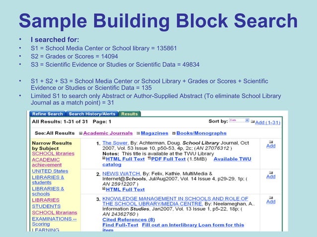 LISTA Database Analysis | PPT