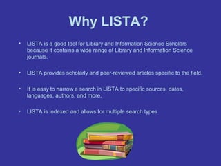 LISTA Database Analysis | PPT