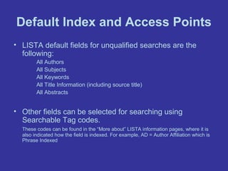 LISTA Database Analysis | PPT