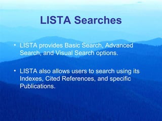 LISTA Database Analysis | PPT