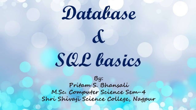 Database And Sql Basics Ppt