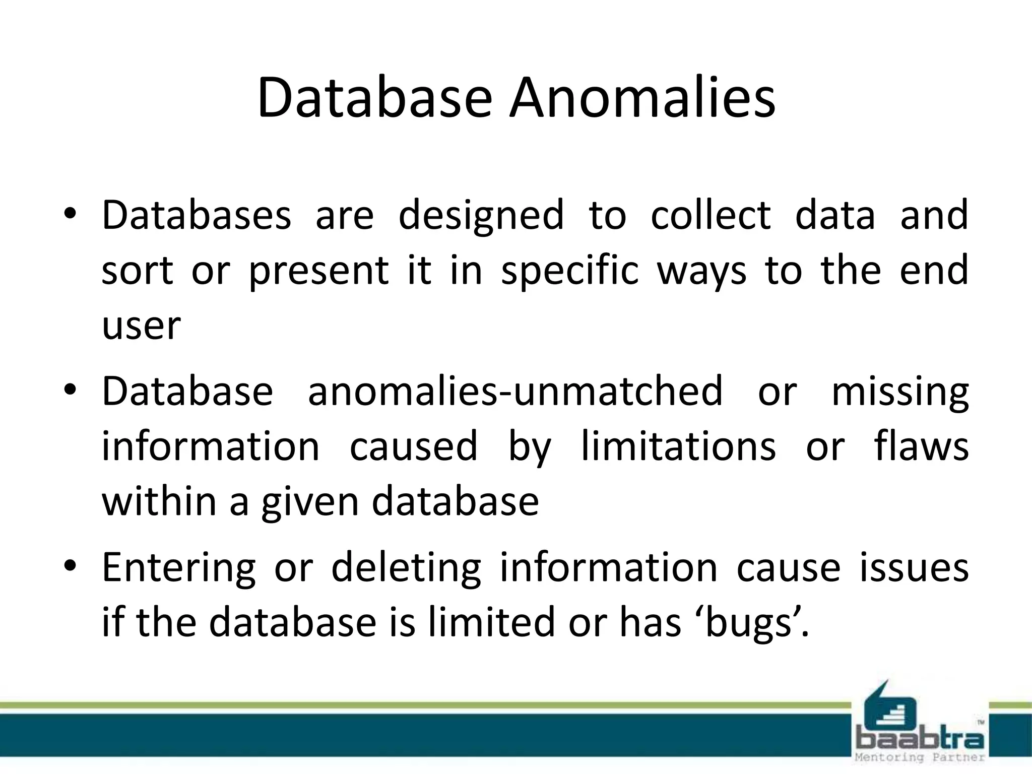 Database anomalies | PPTX