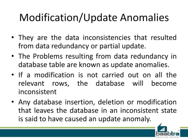 Database anomalies | PPTX | Databases | Computer Software and Applications
