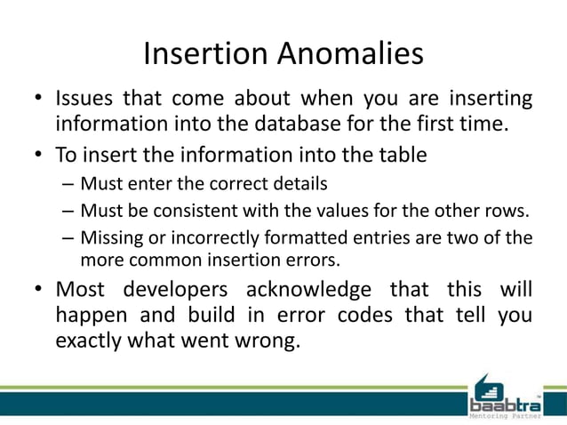 Database anomalies | PPTX | Databases | Computer Software and Applications