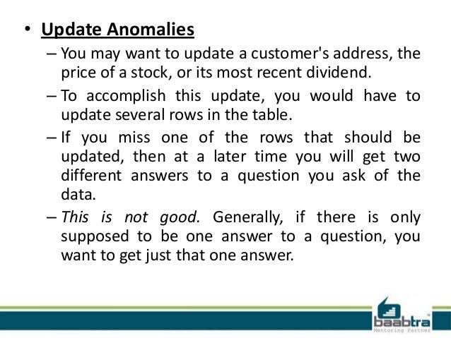 Database Anomalies