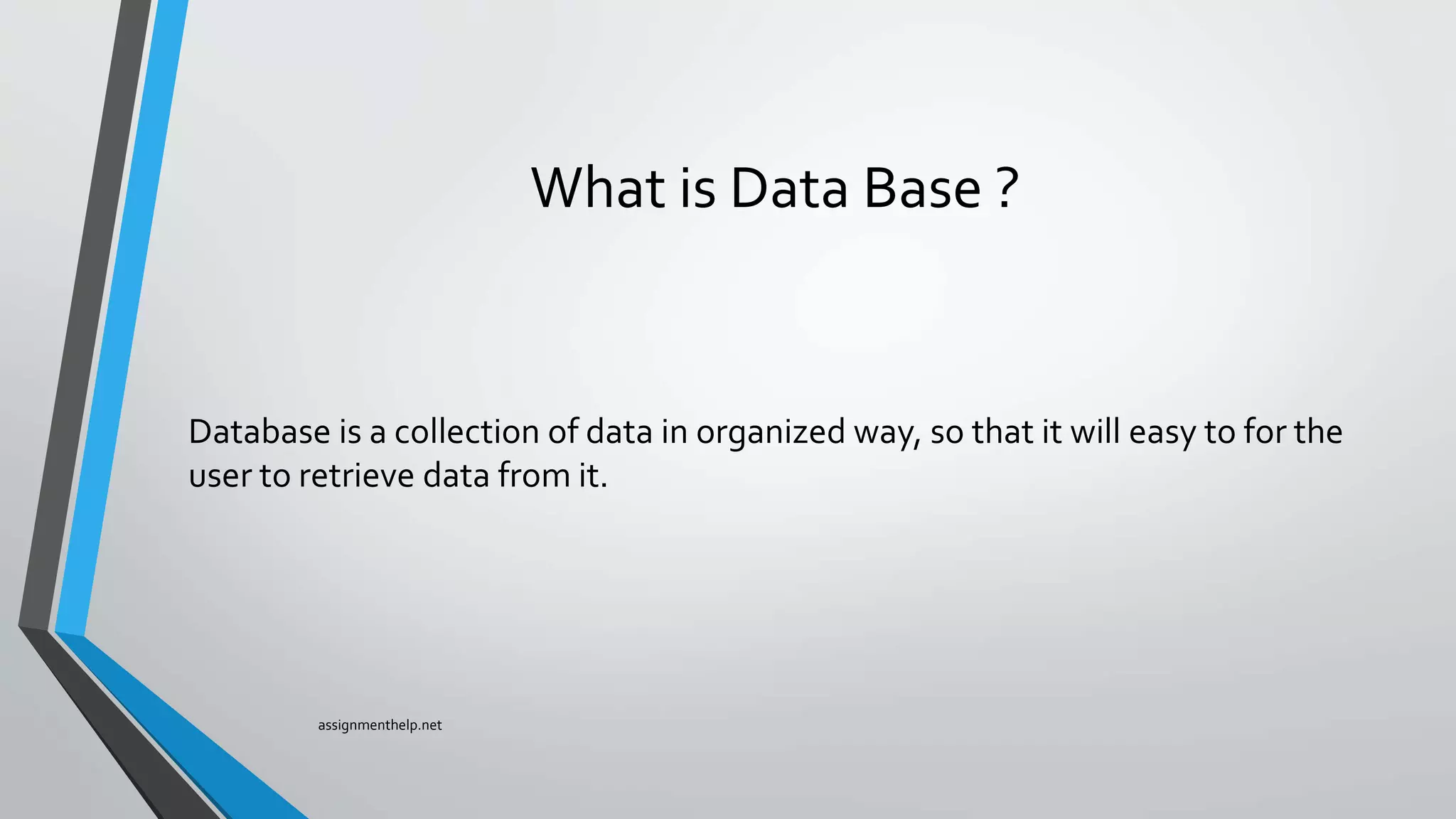 Data base assignment help | PPTX