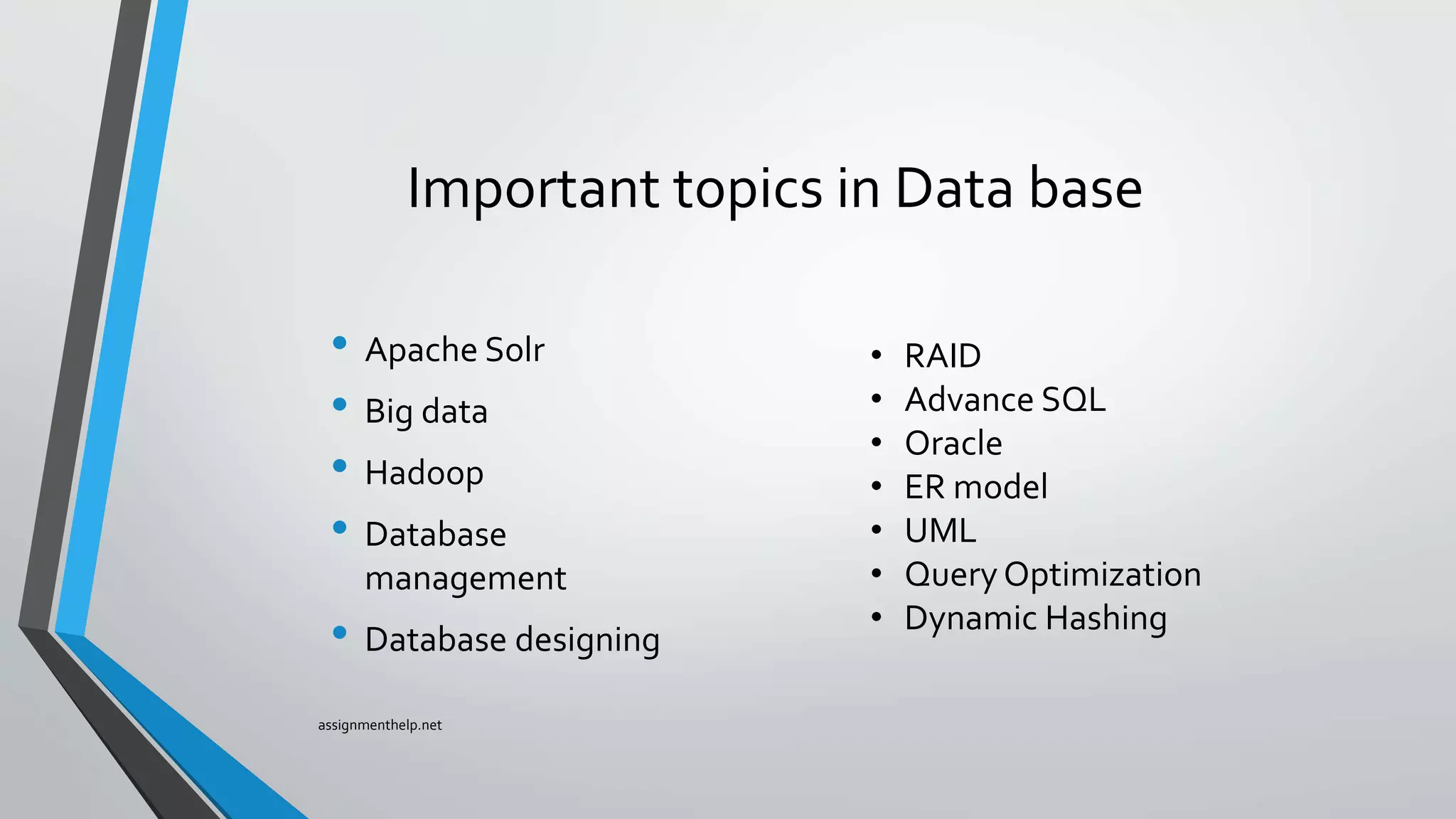 Data base assignment help | PPTX