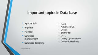 Data base assignment help | PPTX