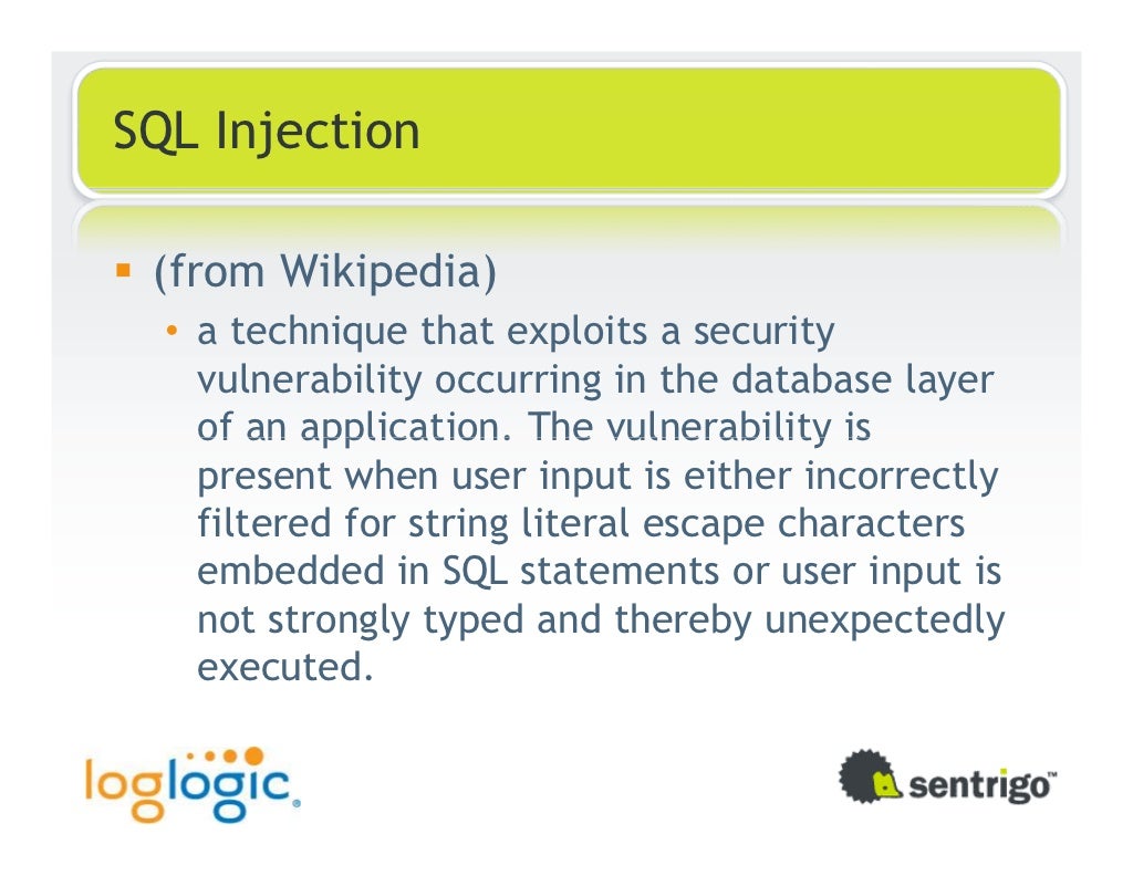 SQL Injection (from Wikipedia)