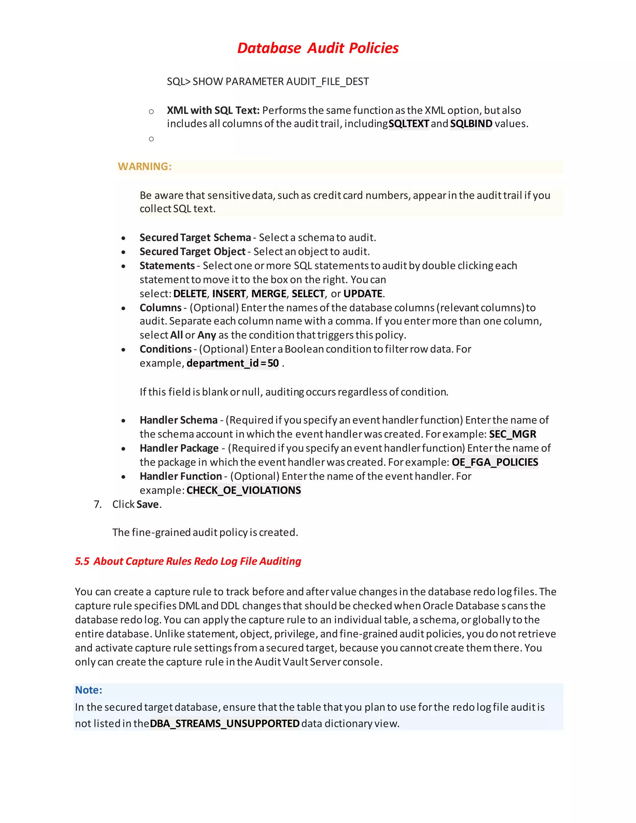 Database audit policies copy | DOCX