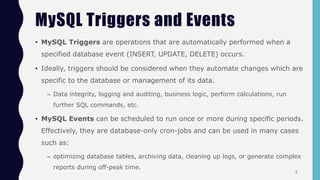 Database Automation with MySQL Triggers and Event Schedulers | PDF